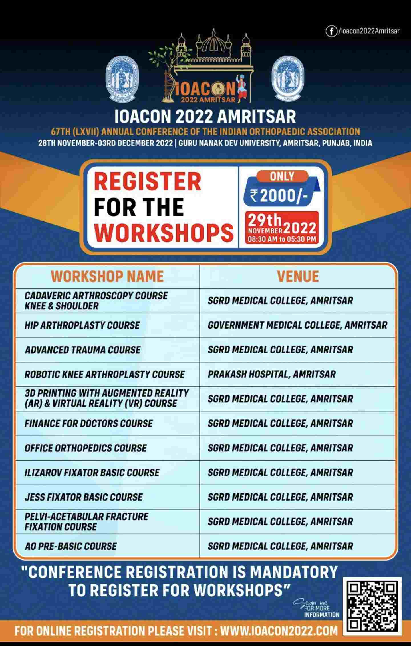 Ongoing and Upcoming Acedemics Detail- Indian Orthopaedic Association